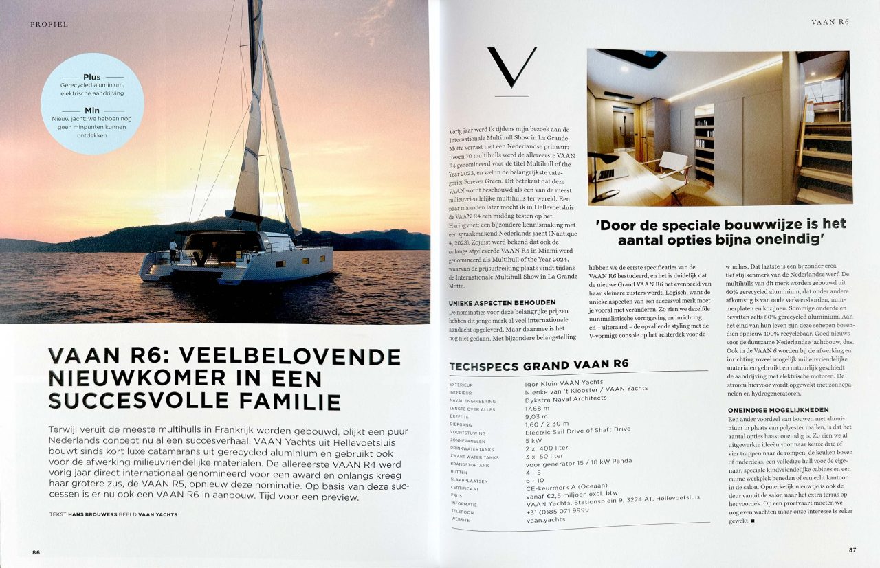 Nautique Magazine displays the Vaan R6 - Vaan Yachts